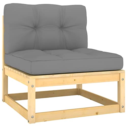 vidaXL Solid Pinewood Patio Lounge Set with Cushions 7 Piece Wooden Terrace Backyard Lounger Garden Outdoor Sofa Set Home Furniture