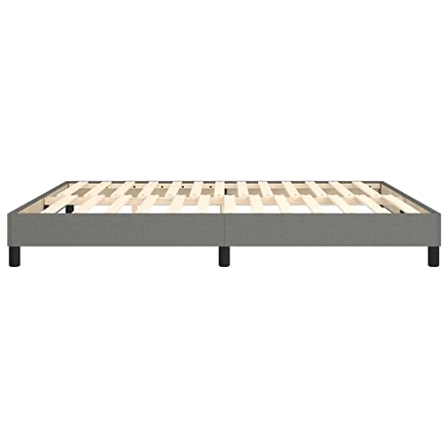 vidaXL Box Spring Bed Frame Home Indoor Bedroom Bed Accessory Wooden Upholstered Double Bed Base Furniture Dark Gray 76"x79.9" King Fabric