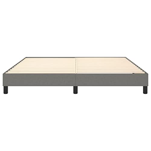 vidaXL Box Spring Bed Frame Home Indoor Bedroom Bed Accessory Wooden Upholstered Double Bed Base Furniture Dark Gray 76"x79.9" King Fabric