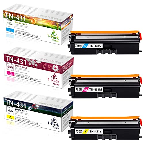 DRAWN [3-Pack, 1C+1M+1Y] TN431C TN431M TN431Y Toner Cartridge Compatible Replacement for Brother TN-431 TN431 HL-L8360CDWT L8260CDW L8360CDW L9310CDW L9310CDWT L9310CDWTT Printer Ink