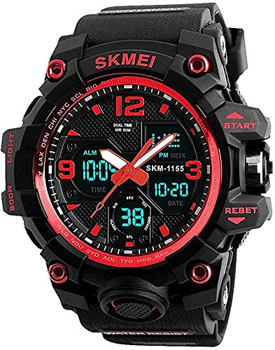 MJSCPHBJK Men's Digital Sports Watch with Alarm, Date Display, Stopwatch Features and Week Indicator- Analog Military Watch