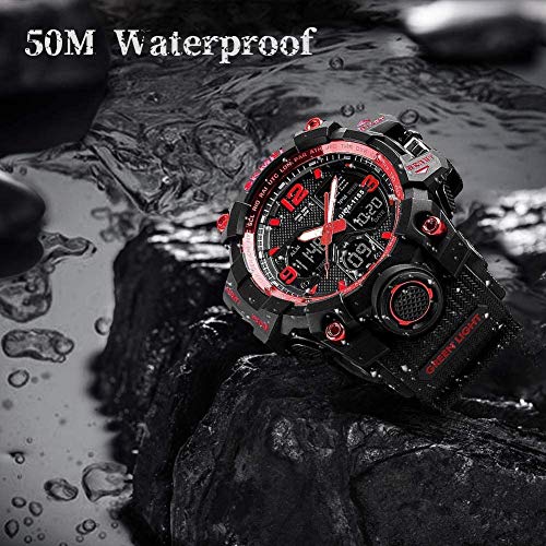 MJSCPHBJK Men's Digital Sports Watch with Alarm, Date Display, Stopwatch Features and Week Indicator- Analog Military Watch
