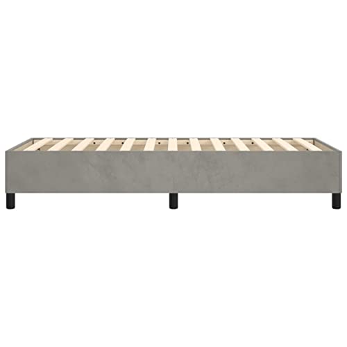 vidaXL Box Spring Bed Frame Home Indoor Bed Accessory Bedroom Upholstered Single Bed Base Furniture Light Gray 39.4"x79.9" Twin XL Velvet