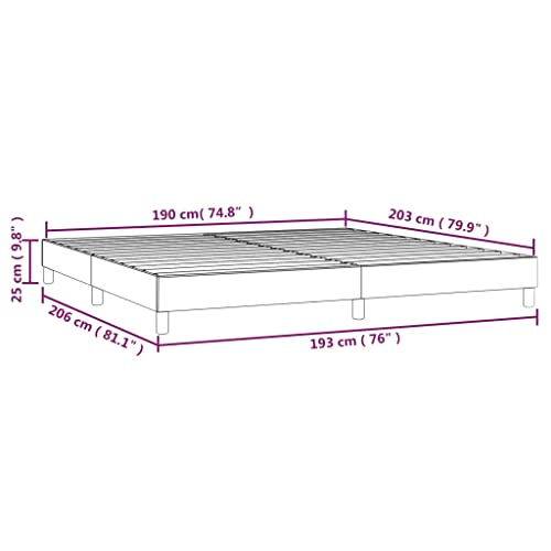 vidaXL Box Spring Bed Frame Home Indoor Bedroom Bed Accessory Wooden Upholstered Double Bed Base Furniture Dark Gray 76"x79.9" King Fabric