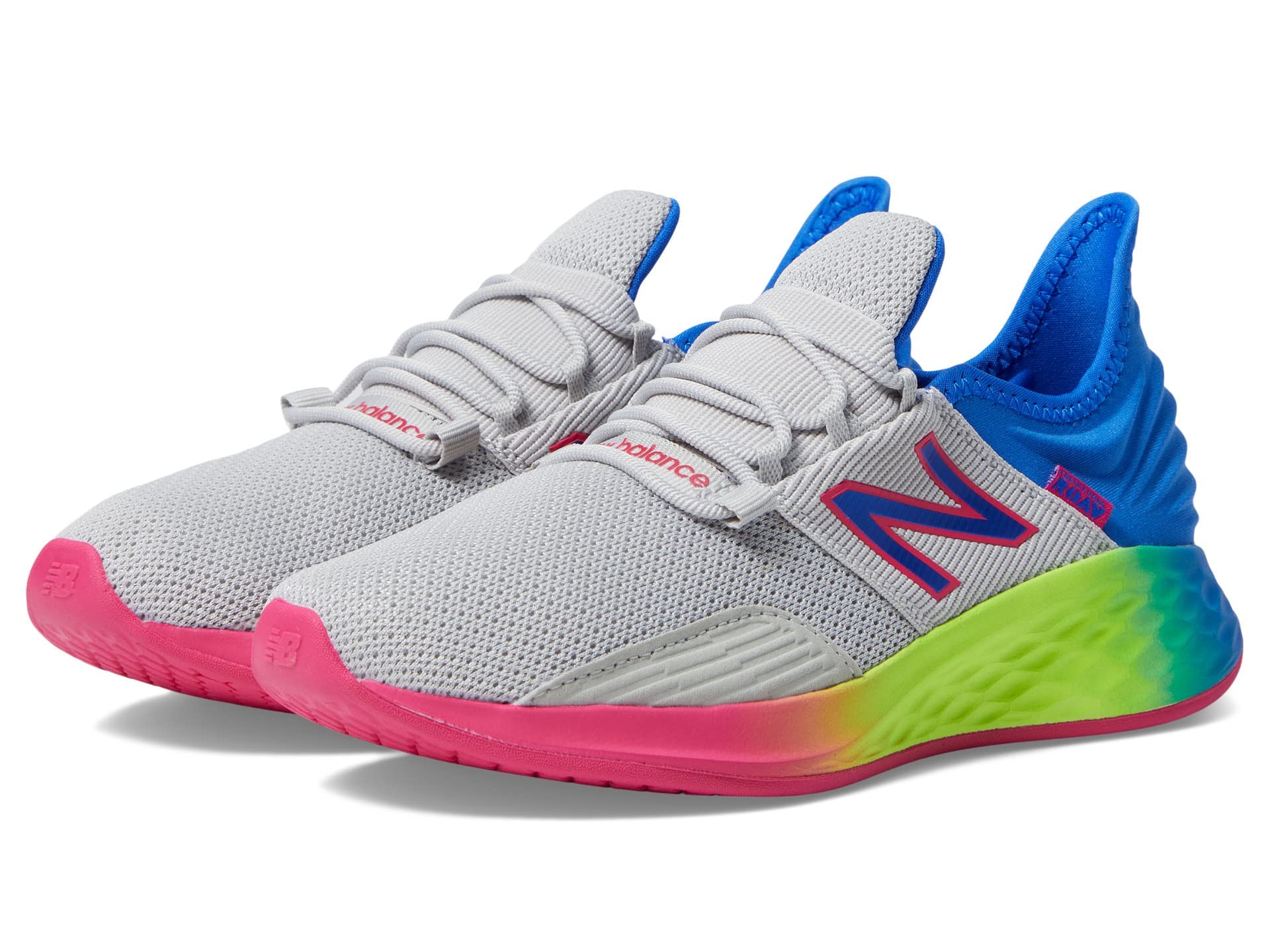 New Balance Kid's Fresh Foam Roav V1 Lace-up Running Shoe, Light Aluminum/Cobalt, 2 Little Kid