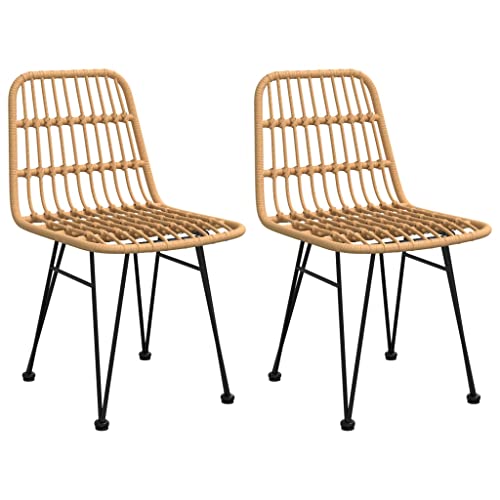vidaXL 2X Patio Chairs Garden Outdoor Lawn Terrace Balcony Backyard Dining Dinner Dinette Sitting Chair Seat Seating Furniture PE Rattan