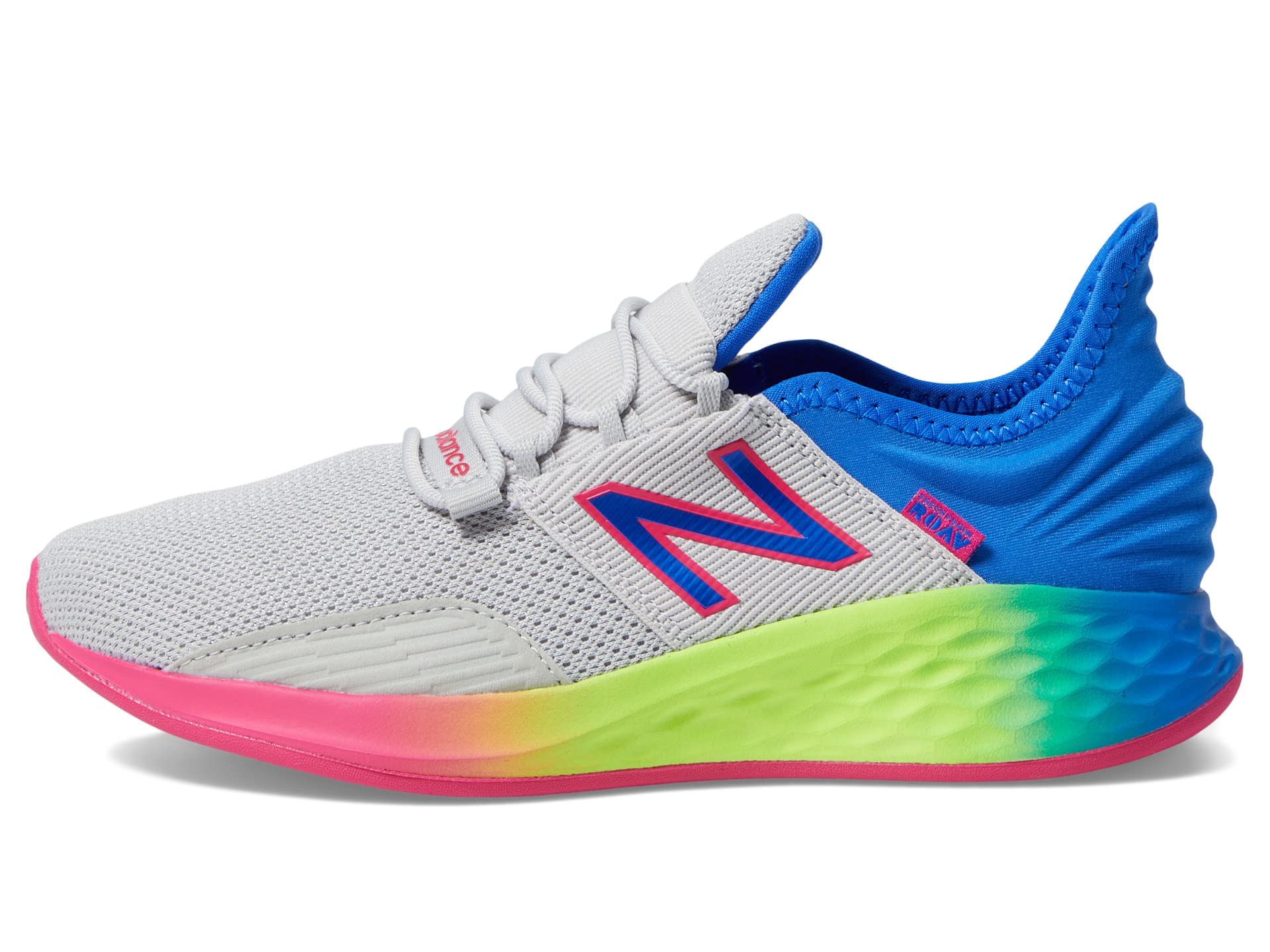 New Balance Kid's Fresh Foam Roav V1 Lace-up Running Shoe, Light Aluminum/Cobalt, 2 Little Kid