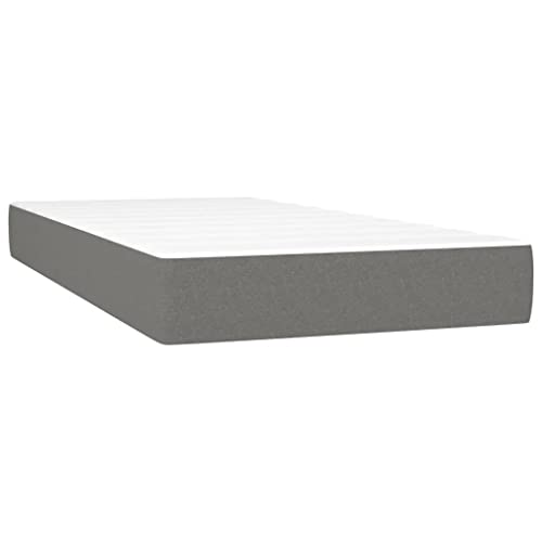 vidaXL Box Spring Bed with Mattress Home Bedroom Mattress Pad Single Bed Frame Base Foam Topper Furniture Dark Gray 39.4"x79.9" Twin XL Fabric