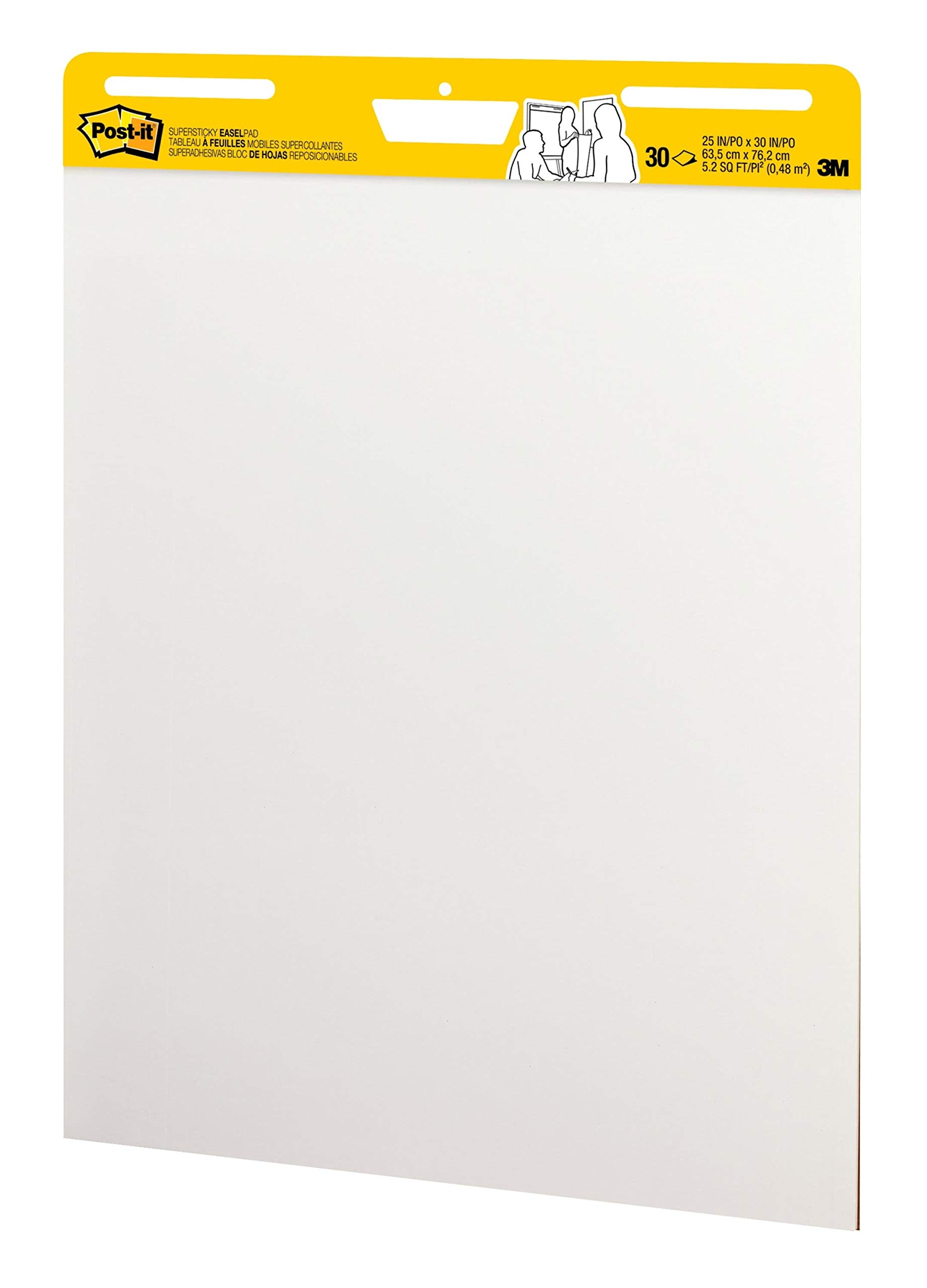 Post-it Super Sticky Easel Pad, 25 in x 30 in, White, 30 Sheets/Pad, 2 Pad/Pack, Large White Premium Self Stick Flip Chart Paper, Sticking Power (559)