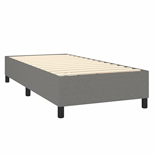 vidaXL Box Spring Bed with Mattress Home Bedroom Mattress Pad Single Bed Frame Base Foam Topper Furniture Dark Gray 39.4"x79.9" Twin XL Fabric