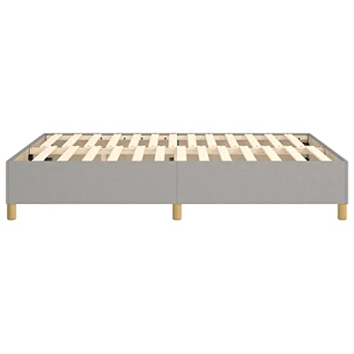 vidaXL Box Spring Bed Frame Home Indoor Bed Accessory Bedroom Upholstered Double Bed Base Furniture Light Gray 59.8"x79.9" Queen Fabric