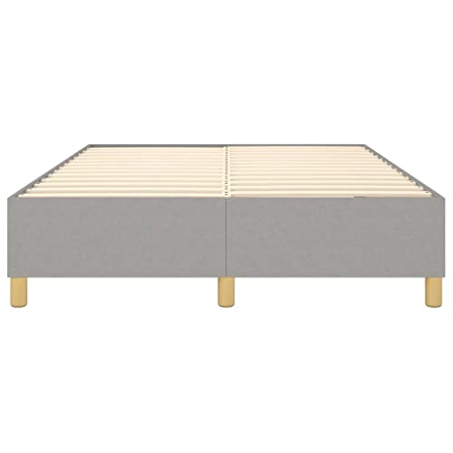 vidaXL Box Spring Bed Frame Home Indoor Bed Accessory Bedroom Upholstered Double Bed Base Furniture Light Gray 59.8"x79.9" Queen Fabric