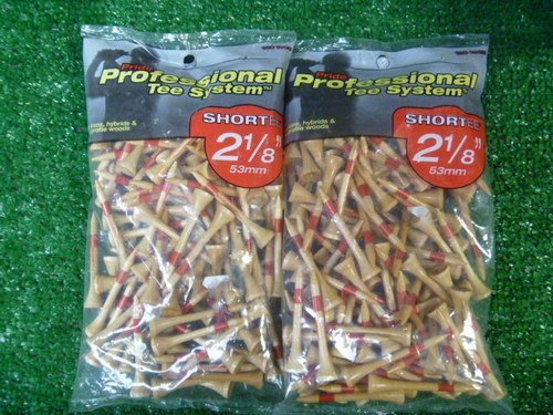 Pride Professional Golf System SHORTEE 2 1/8 Natural Golf TEES 2 Bags