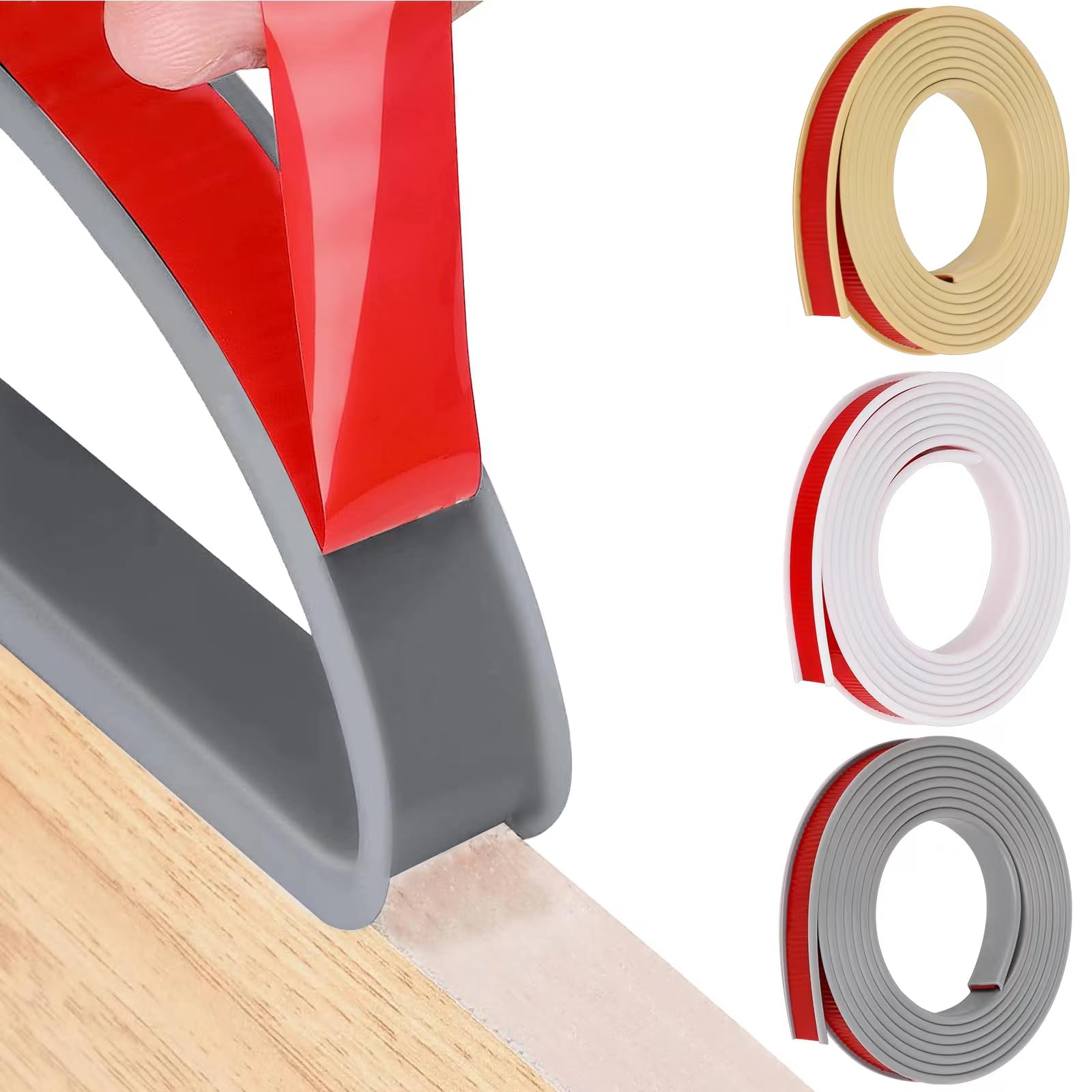 16.4ft U-Shape Edge Banding, HeiPen Self Adhesive Rubber Edge Trim, TPE Flexible Furniture Edge Protector for Wood Veneer Cabinet Repair Furniture Restoration (15mm, Gray, 1)