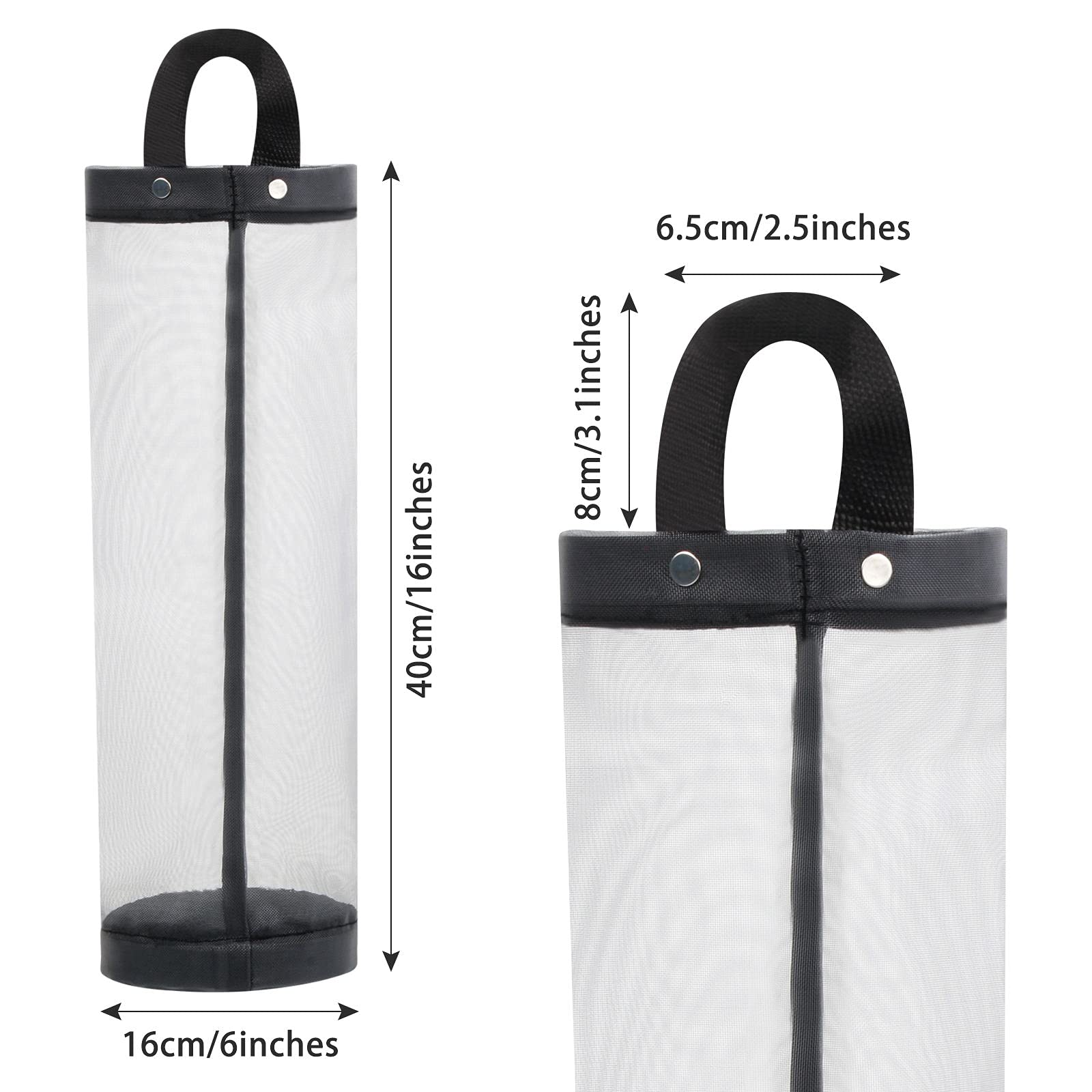 Plastic Bag Holder 2 Packs Mesh Hanging Storage Dispensers Foldable Breathable Washable Hanging Mesh Garbage Bag Organizer for Kitchen Plastic Bag Storage