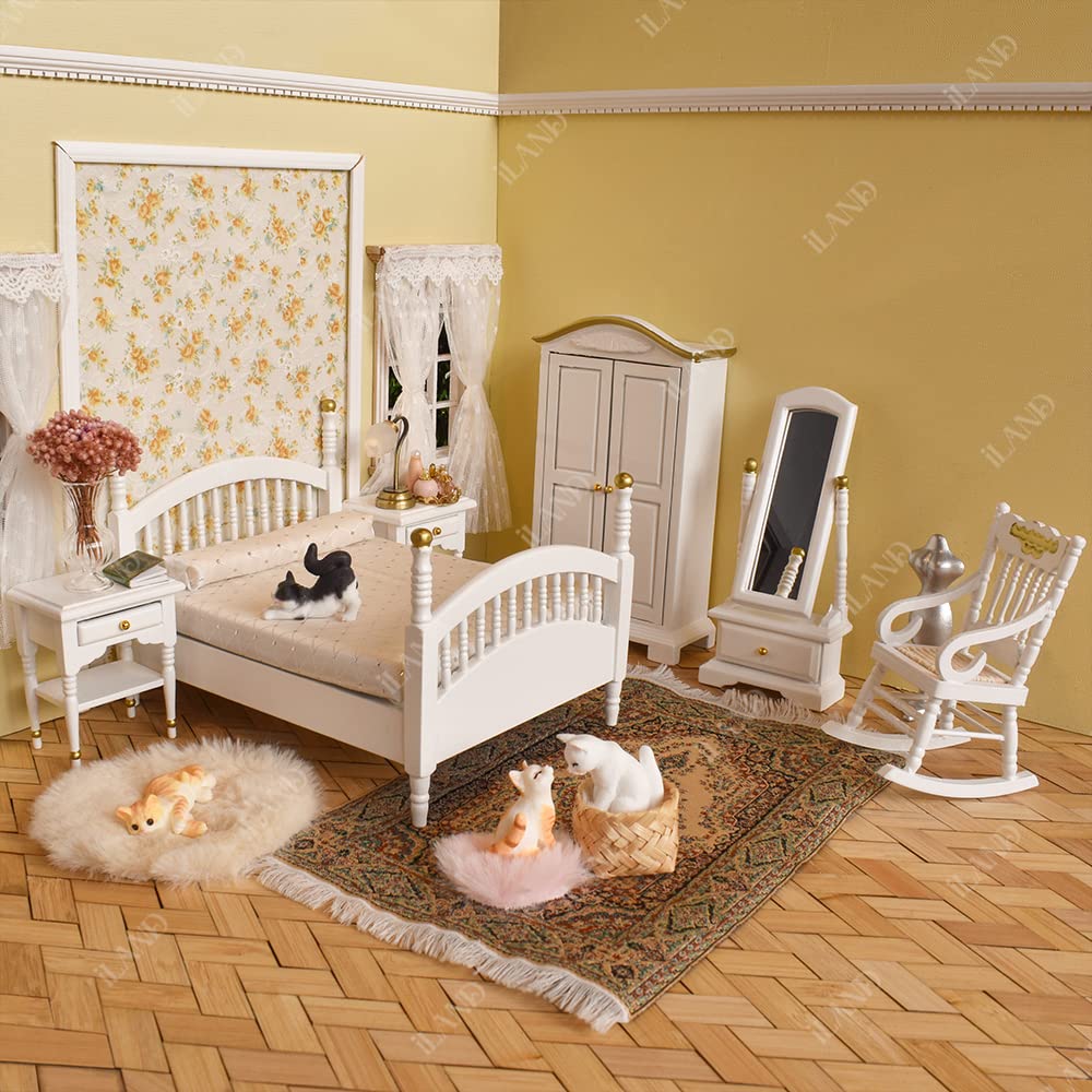 iland Cat Figurines, Dollhouse Cats w/ 1/12 Scale Accessories, Realistic Hand Painted Mini Cat Decor, Cat Cake Toppers