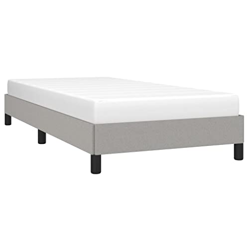 vidaXL Bed Frame Home Indoor Bedroom Bed Accessory Wooden Upholstered Single Bed Base Furniture Light Gray 39.4"x79.9" Twin XL Fabric