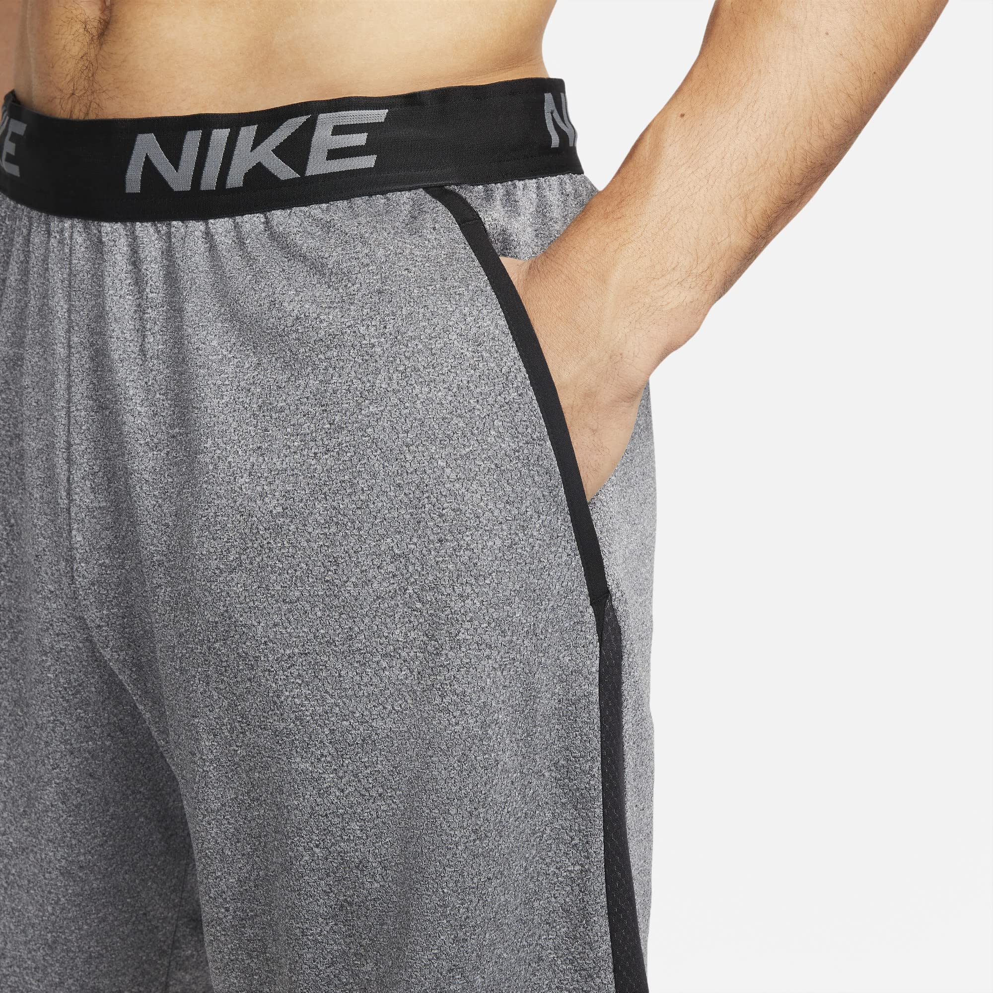Nike Dri-FIT Hybrid Veneer Men's Training Shorts (as1, Alpha, l, Regular, Regular, Black/Heather/White)