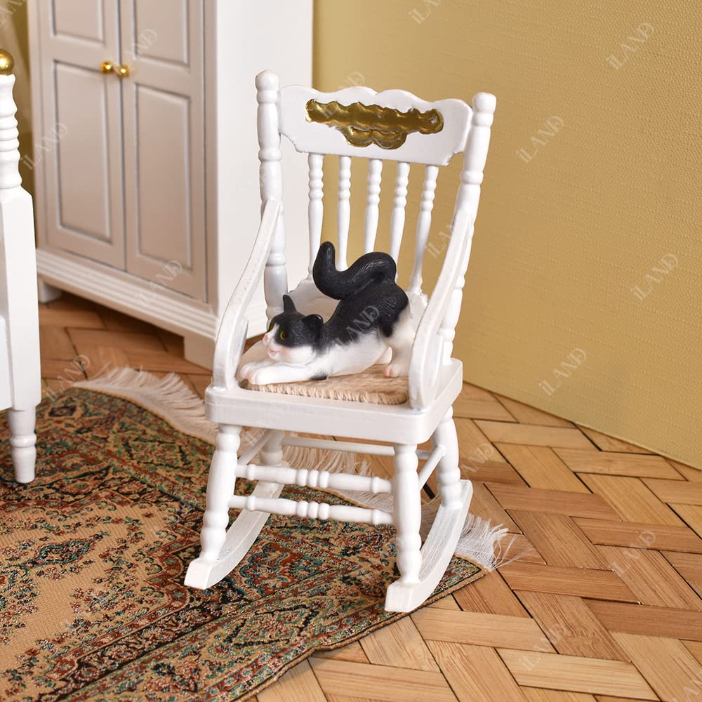 iland Cat Figurines, Dollhouse Cats w/ 1/12 Scale Accessories, Realistic Hand Painted Mini Cat Decor, Cat Cake Toppers