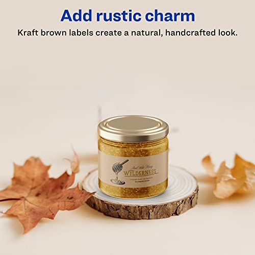 Avery Kraft Brown Rectangle Labels with Sure Feed, 2.25" x 7.75", 400 Kraft Brown Labels, Print-to-The-Edge, Laser/Inkjet Printable Labels