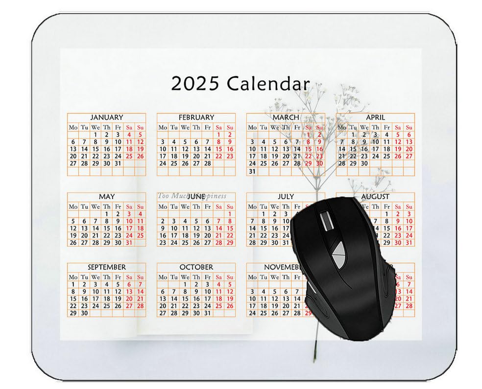 Wugao 2025 Calendar Mouse Pad,Book Inscription Words Mouse Pad Mat