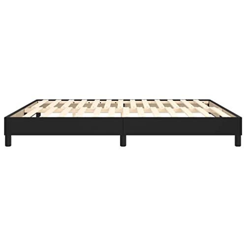 vidaXL Box Spring Bed Frame Home Indoor Bedroom Bed Accessory Wooden Upholstered Double Bed Base Furniture Black 76"x79.9" King Faux Leather