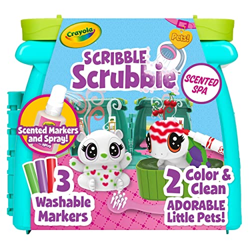 Crayola Scribble Scrubbie Pets Scented Spa, Animal Toy Playset, Includes Washable & Scented Markers, Gifts for Girls & Boys, Ages 3+