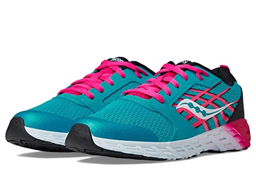Saucony Wind 2.0 Running Shoe, Turq/Pink/Black, 12 US Unisex Big Kid