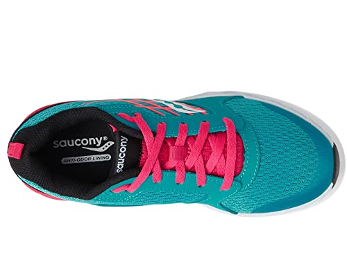 Saucony Wind 2.0 Running Shoe, Turq/Pink/Black, 12 US Unisex Big Kid