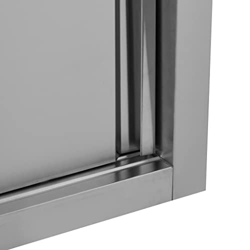 vidaXL Kitchen Wall Cabinet with Sliding Doors 35.4"x15.7"x19.7" Stainless Steel