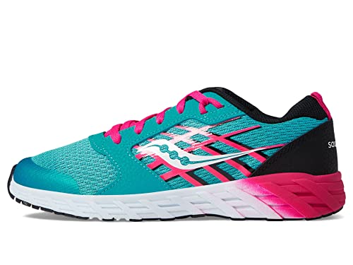 Saucony Wind 2.0 Running Shoe, Turq/Pink/Black, 12 US Unisex Big Kid