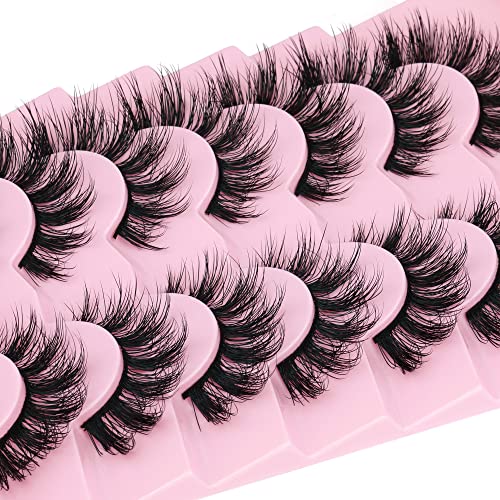 3D Natural False Eyelashes Fluffy Flat Lashes Wispy Faux Mink Eyelashes that Look Like Extensions Volume Strips Lash by Focipeysa