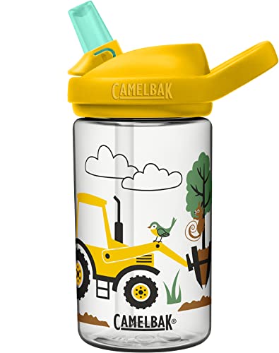 CamelBak Eddy+ 14 oz Kids Water Bottle with Tritan Renew â Straw Top, Leak-Proof When Closed, Tractors & Trees