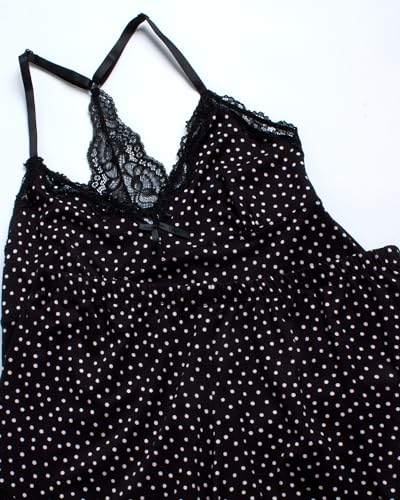 Marilyn Monroe Women's Pajama Set - 2 Piece Micro Sleep Shorts and Lace Trim Cami Tank Top - Womens Loungewear Set (S-XL), Size Medium, Black Pink Dot