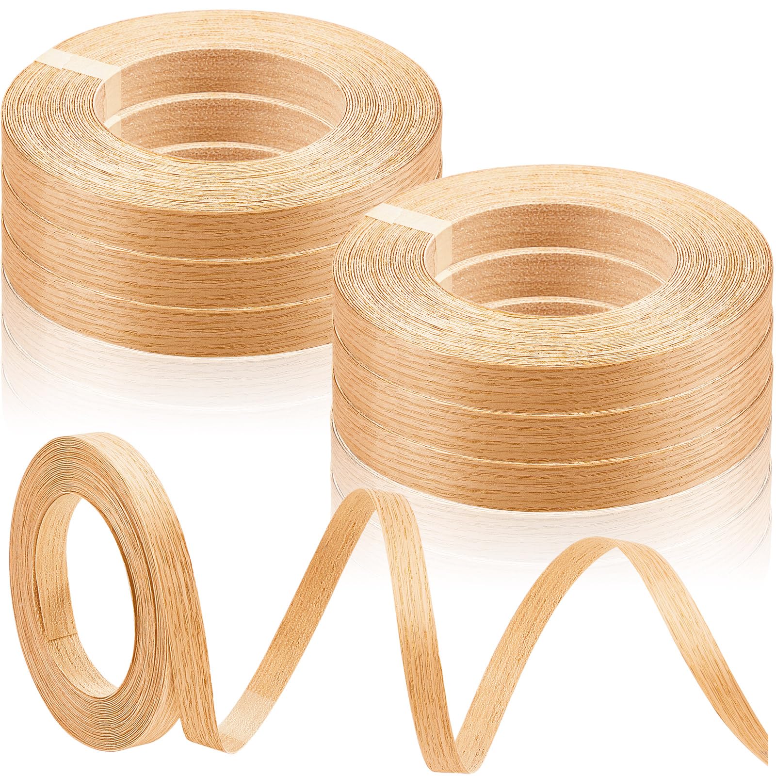 Soaoo 6 Roll 3/4 Inch x 50 ft Plywood Edge Banding – Pre-glued Wood Veneer Roll Plywood Edge Trim Flexible Plywood Birch Edge Banding Easy Application for Furniture Restoration