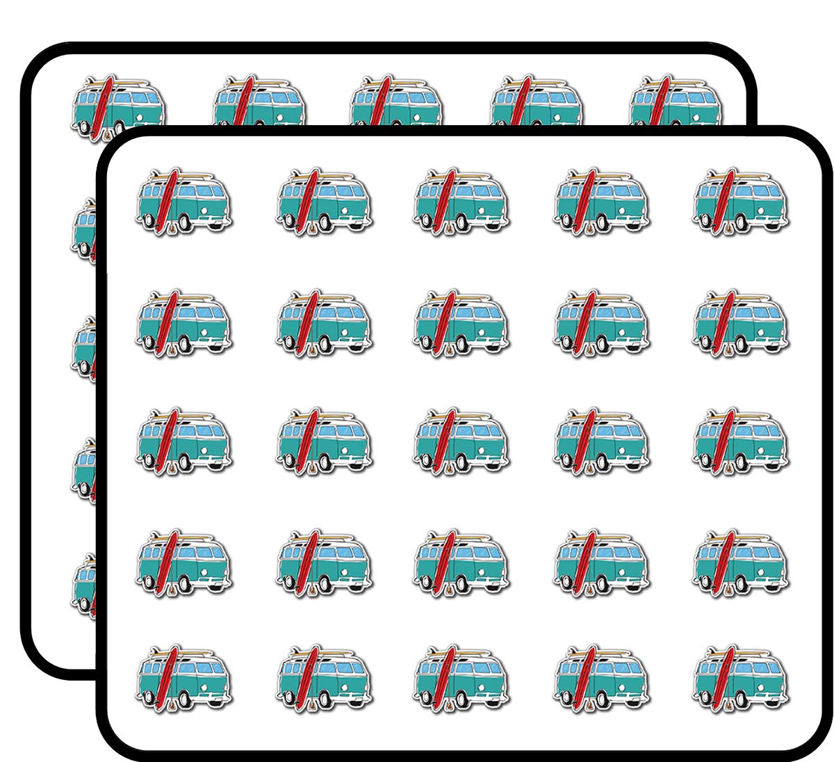 Camper Van Surf Surfer Sticker for Scrapbooking, Calendars, Arts, Kids DIY Crafts, Album, Bullet Journals 50 Pack