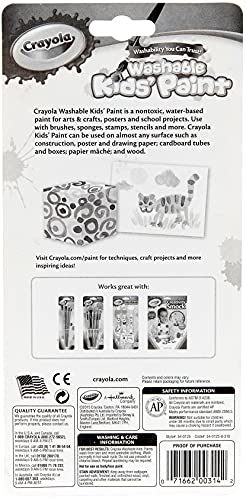 Crayola Washable Kids Paint Set & Paintbrush, Painting Supplies, 18 Count
