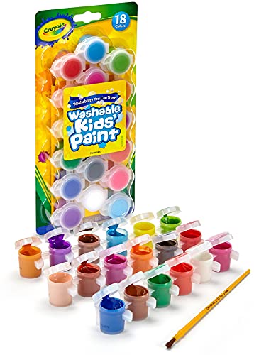 Crayola Washable Kids Paint Set & Paintbrush, Painting Supplies, 18 Count