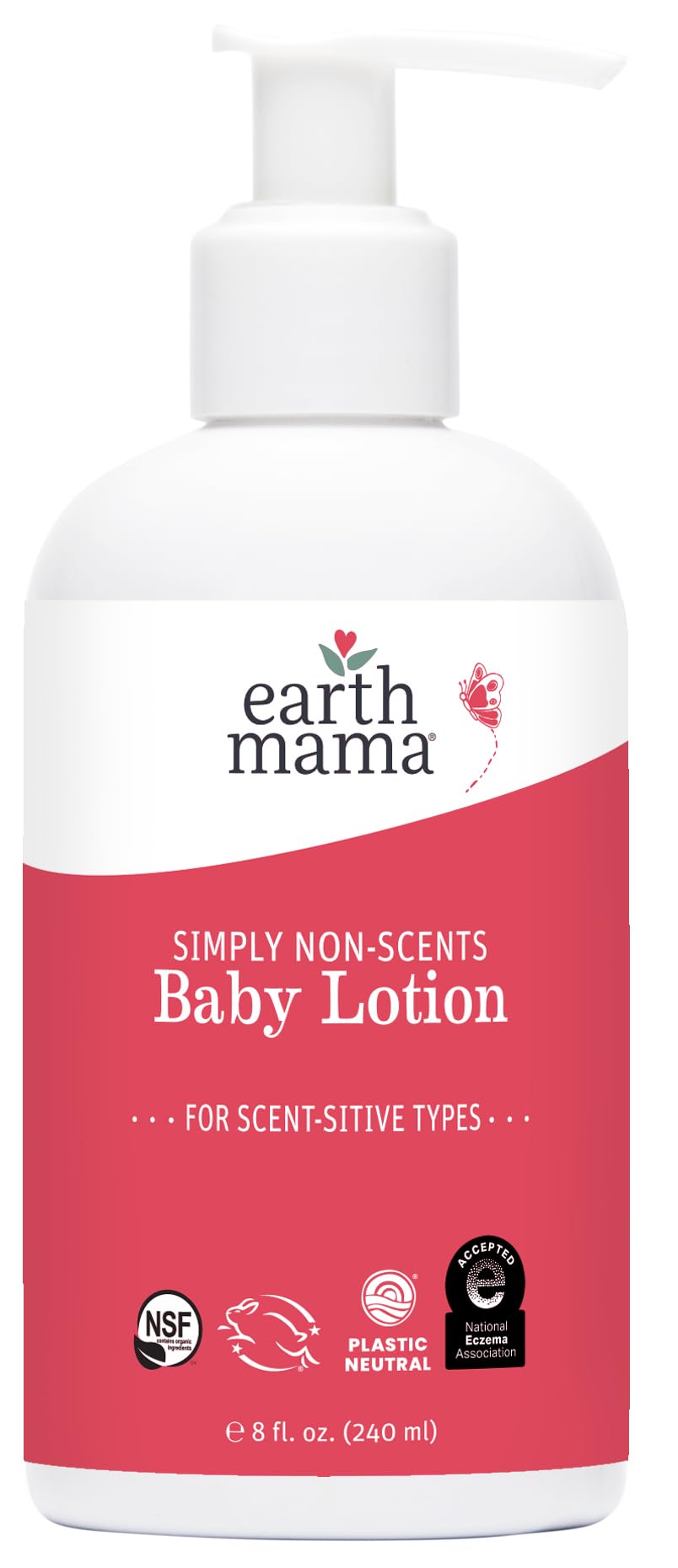 Earth Mama Simply Non-Scents Baby Lotion | Fragrance-free with Organic Calendula + Rooibos for Sensitive Skin, 8-Fluid Ounce