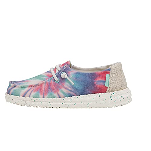 Hey Dude Girl's Wendy Youth Rose Candy Tie Dye Size 2 | Girl’s Shoes | Girl’s Lace Up Loafers | Comfortable & Light-Weight