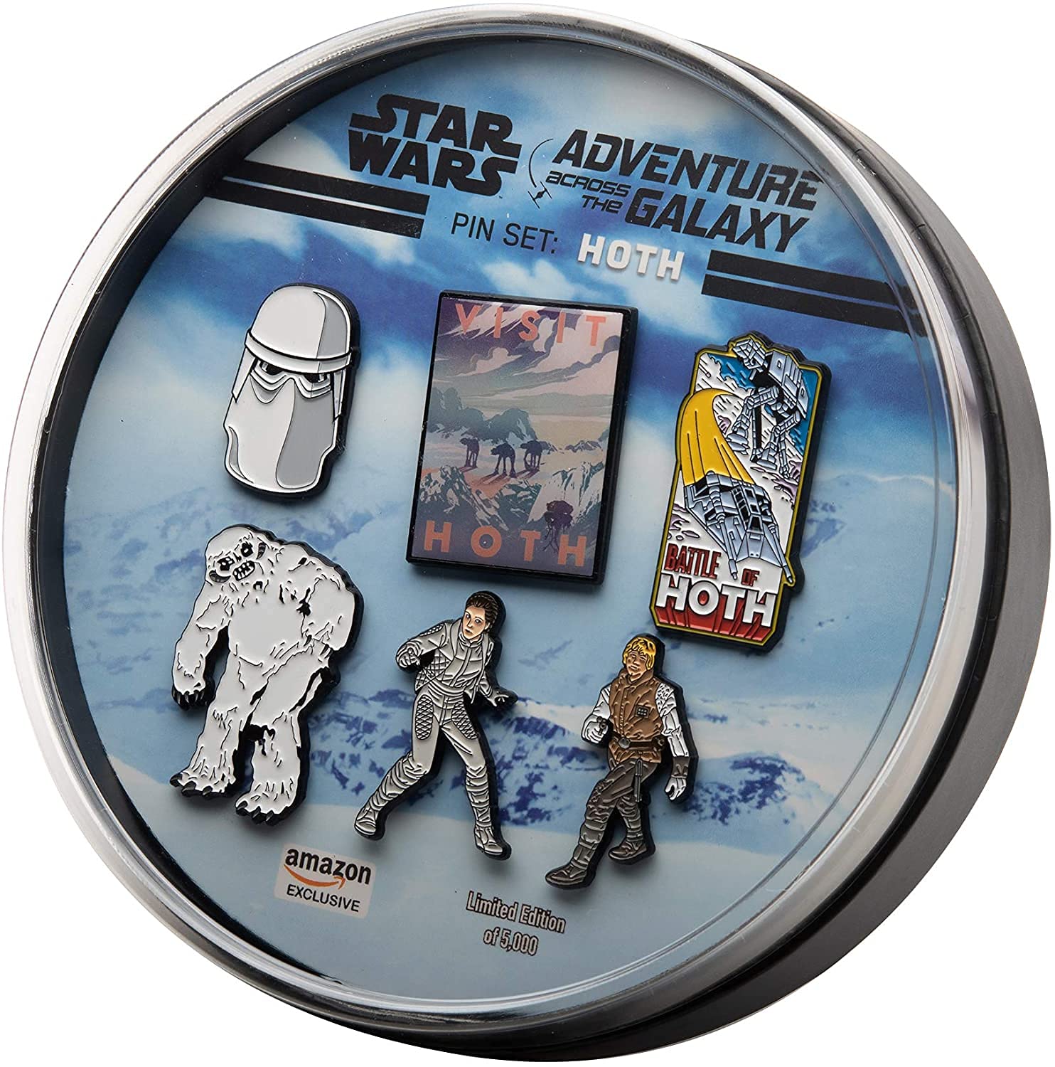STAR WARS Hoth Metal-Based and Enamel 6 Lapel Pin Set with Officially Licensed 16cm Circular Window Box with Collapsible Kick Stand. (Amazon Exclusive)