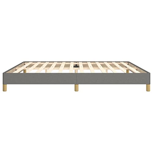 vidaXL Bed Frame Home Indoor Bed Accessory Bedroom Upholstered Wooden Double Bed Base Frame Furniture Dark Gray 76"x79.9" King Fabric