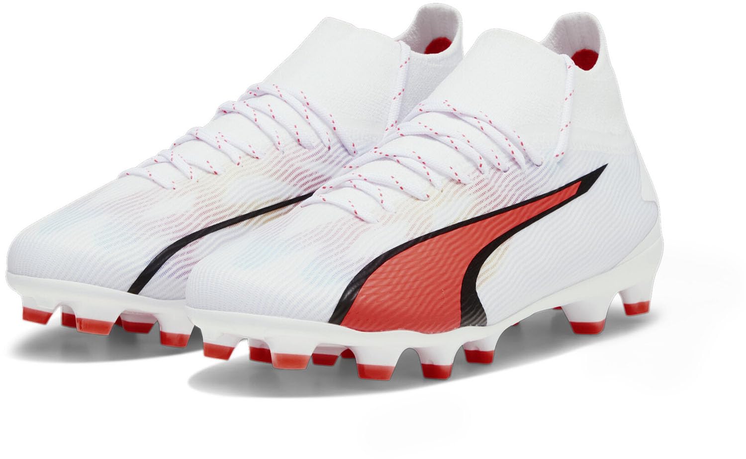 PUMA Ultra Pro Firm Ground/Artificial Ground (Little Kid/Big Kid) Puma White/Puma Black/Fire Orchid 2 Little Kid M