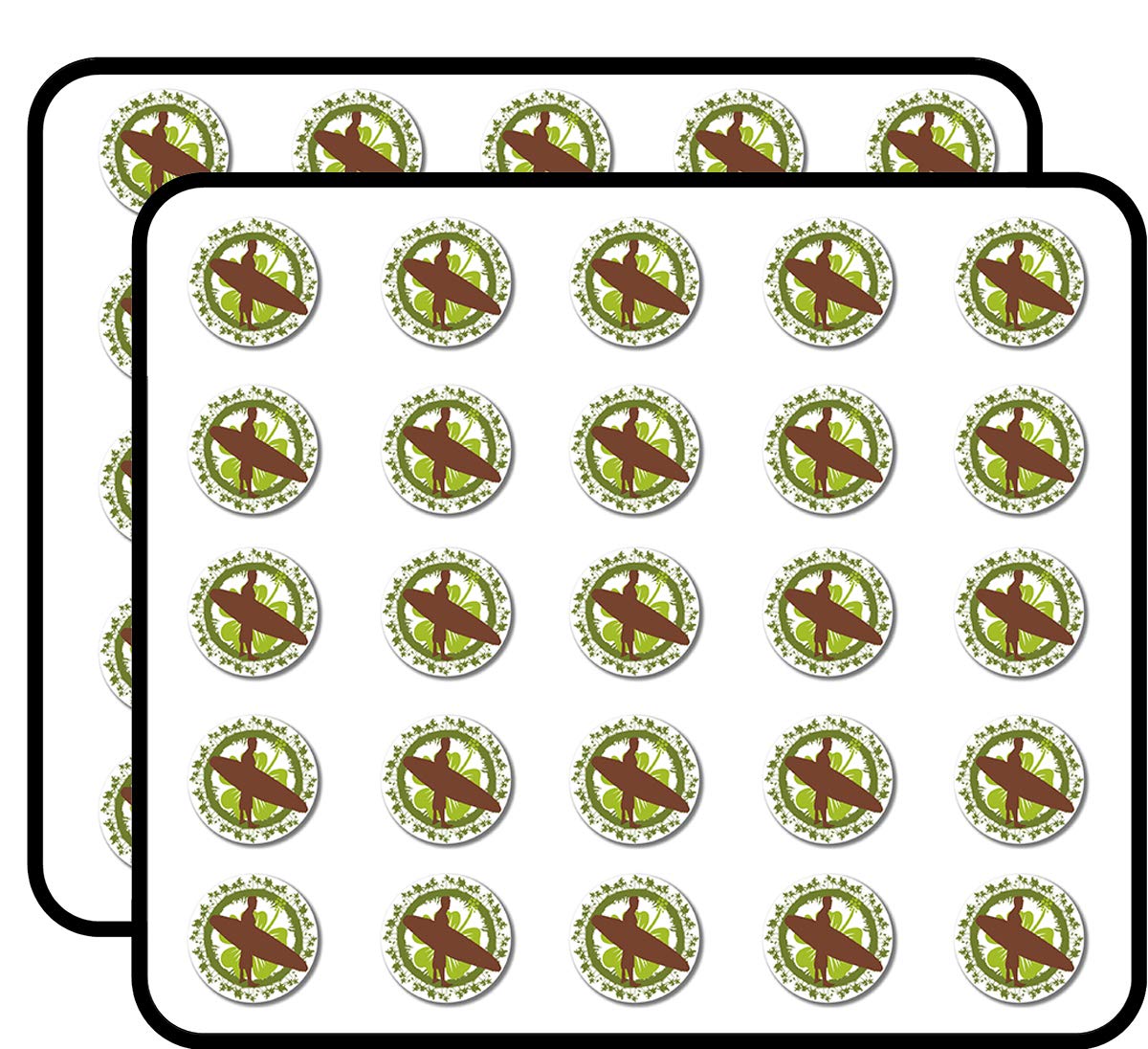Surf Hibiscus Flower Surfer Sticker for Scrapbooking, Calendars, Arts, Kids DIY Crafts, Album, Bullet Journals 50 Pack