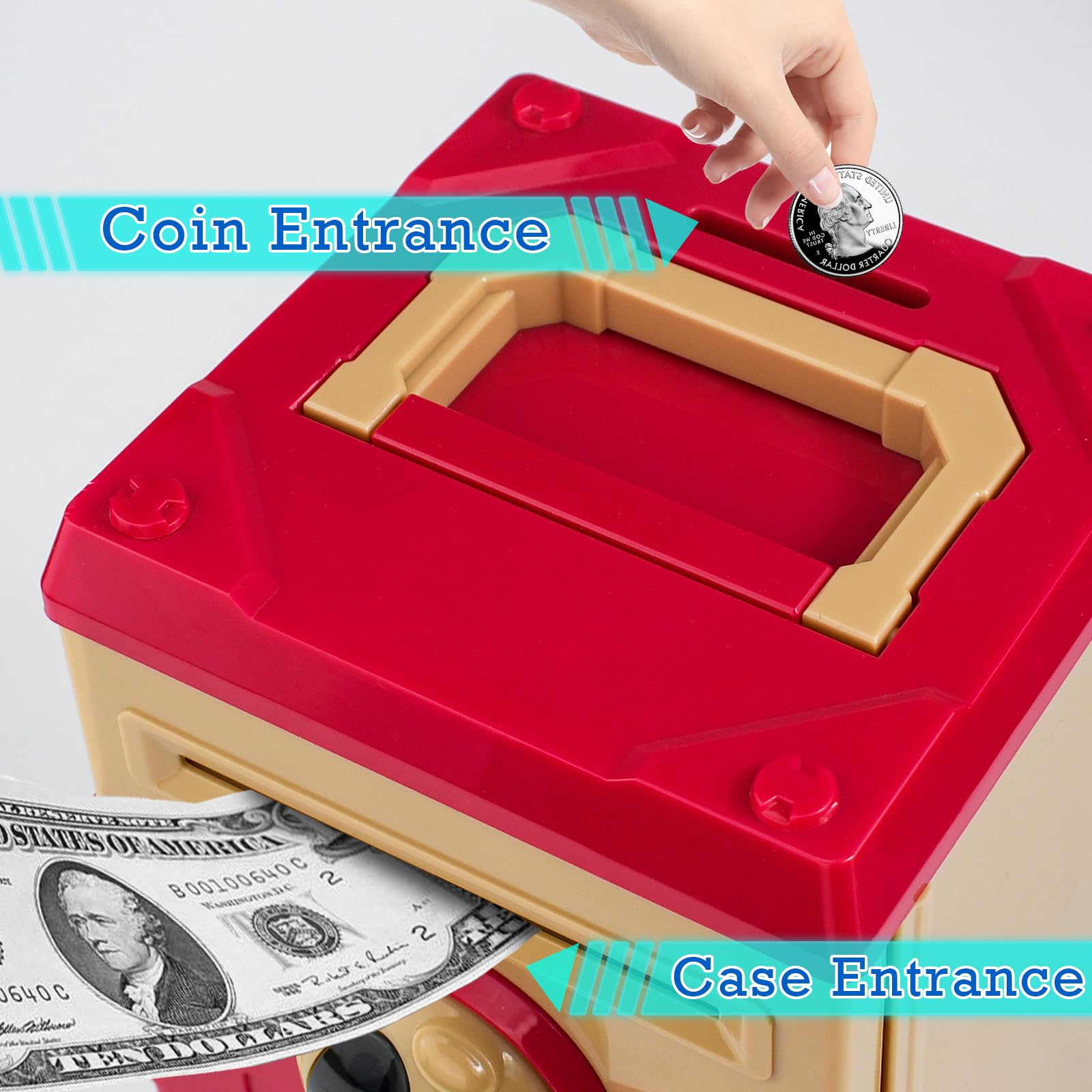 Cargooy Mini ATM Piggy Bank ATM Machine Best Gift for Kids,Electronic Code Piggy Bank Money Counter Safe Box Coin Bank for Boys Girls Password Lock Case