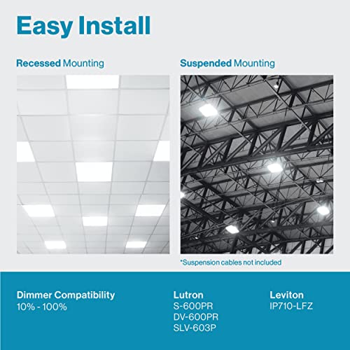 Sunco Lighting 24 Pack 2x2 LED Flat Panel Light, Selectable Color Temperature 4000K/5000K/6000K, 40W Dimmable 0-10V, 4400 LM, Dustproof Back-Lit Drop Ceiling Troffer Replacement Light Fixture ETL