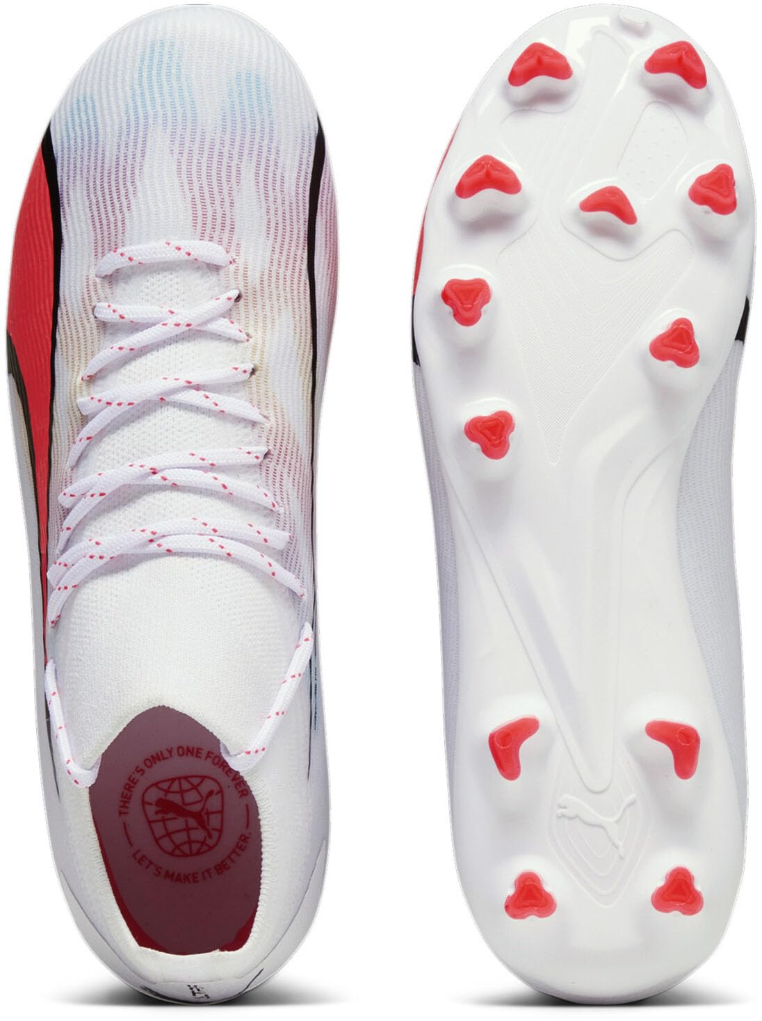 PUMA Ultra Pro Firm Ground/Artificial Ground (Little Kid/Big Kid) Puma White/Puma Black/Fire Orchid 2 Little Kid M
