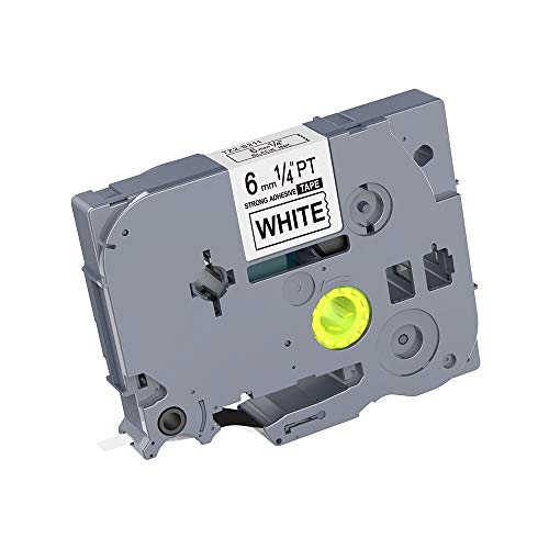 IDIK 1PK Black on White Extra Strength Laminated Label Tape Compatible for Brother P-Touch TZe-S211 Tze S211(6mm x 8m)