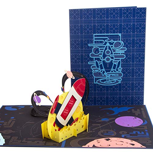 Ribbli Rocket Pop Up Card, Pop Up Birthday Card, Happy Birthday Card for Men Dad Husband Boyfriend Brother Son Kids, with Envelope