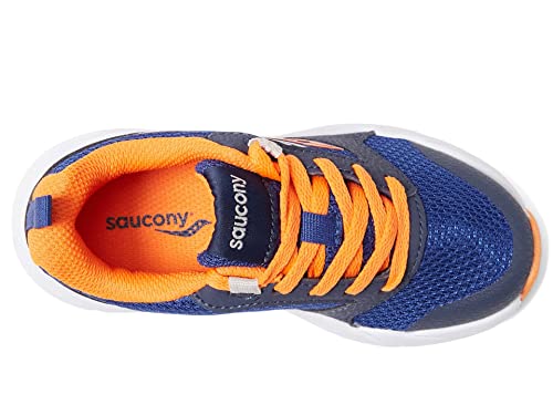 Saucony Wind FST Lac to Toe Sneaker, Navy/Orange, 2 US Unisex Big Kid
